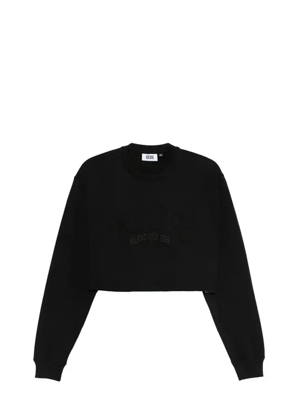 Gcds Logo Cropped Sweatshirt - Black