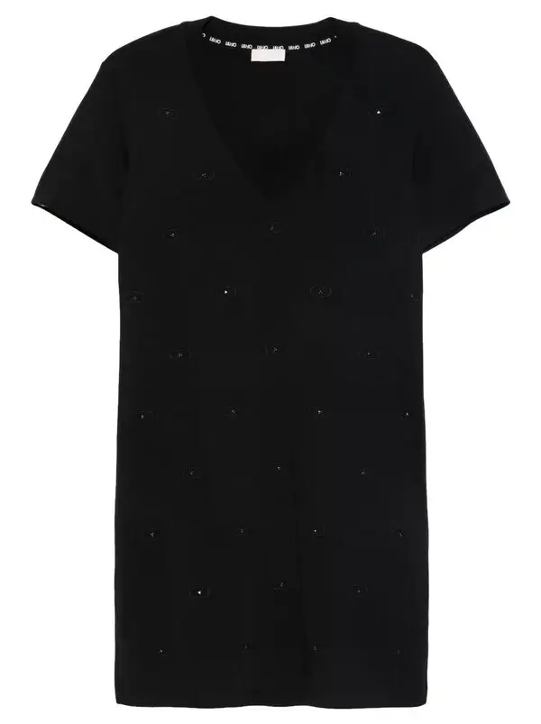 Liu Jo Logo-embroidered Mini Dress - Black
