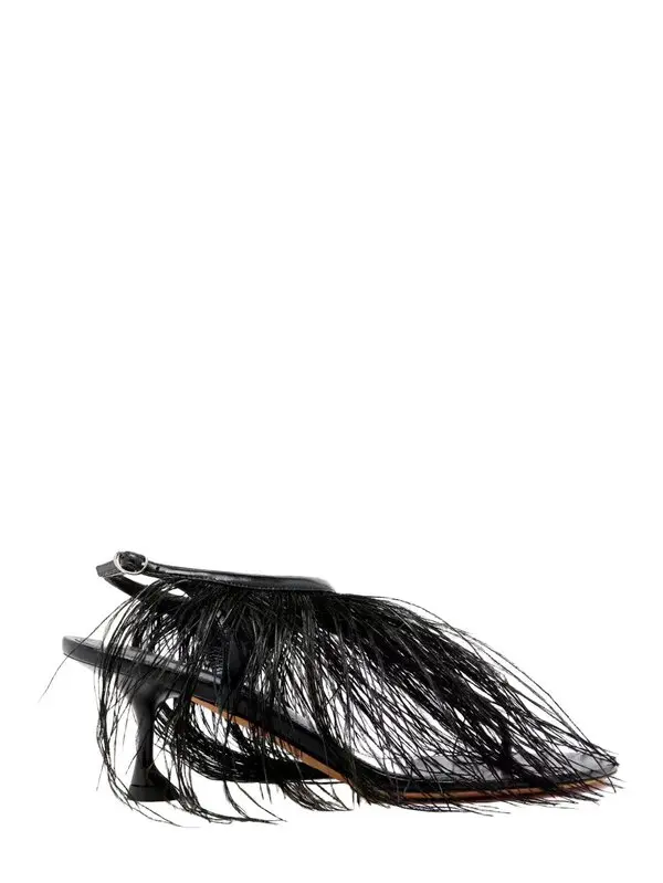 Proenza Schouler 60mm Feather Embellished Sandals - Black