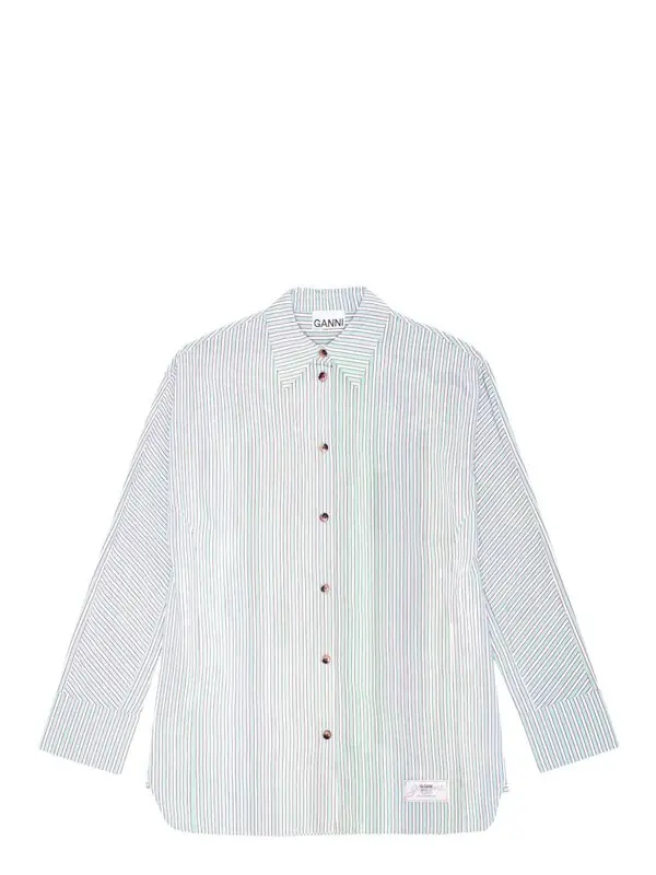 GANNI Striped Shirt - White