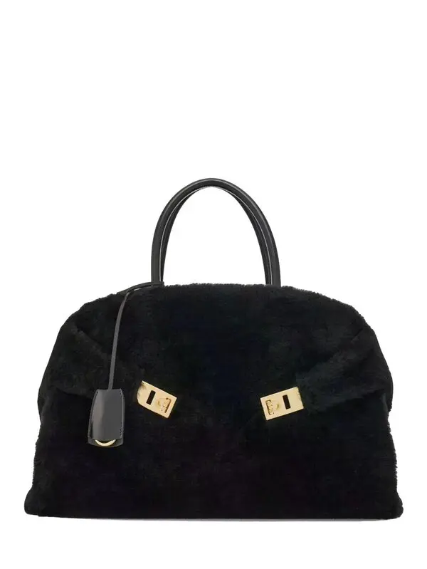FERRAGAMO Hug Faux-fur Tote Bag - Black