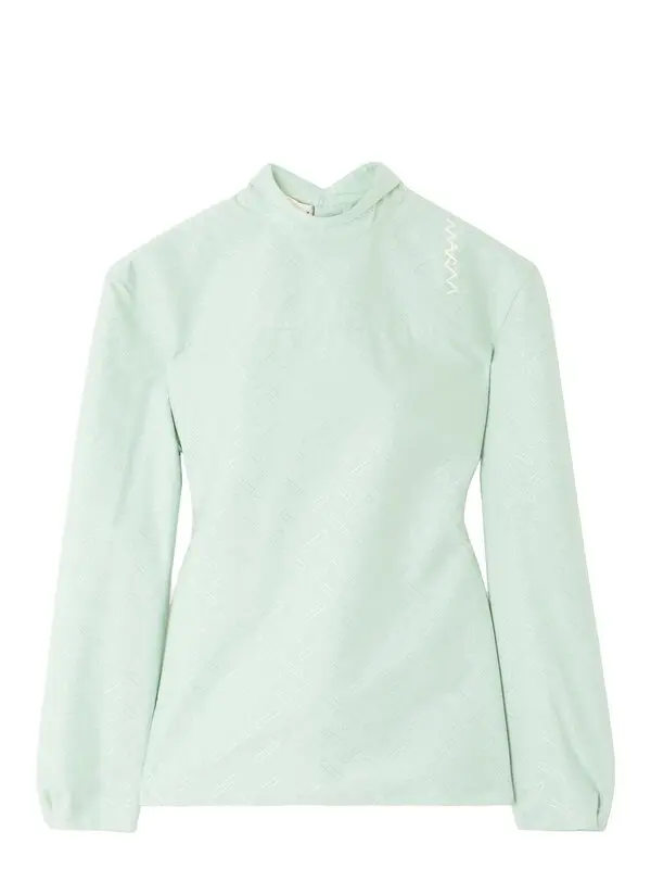Marni Embroidered Cotton-blend Jacquard Blouse - Green