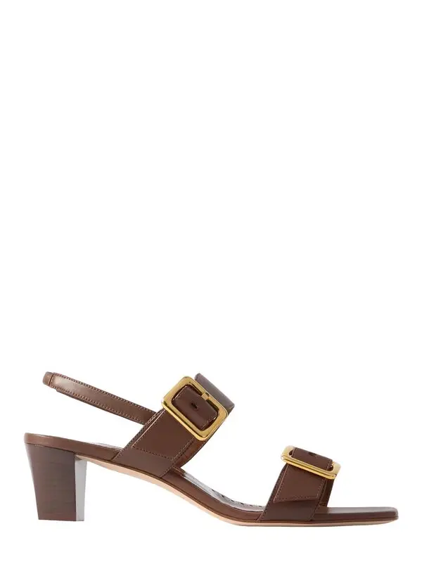 Manolo Blahnik Thalitsli 50 Buckled Leather Slingback Sandals - Brown