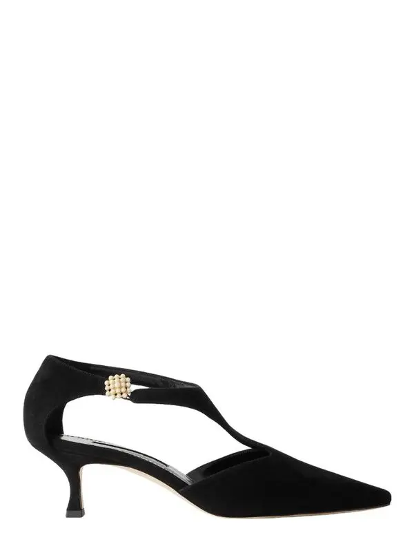 Manolo Blahnik Shufta 50 Suede Pumps - Black