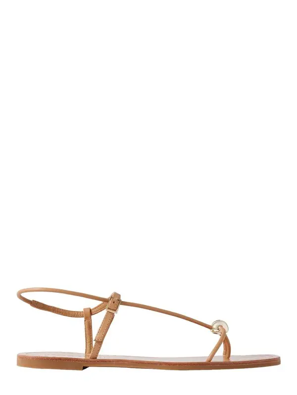 LOEFFLER RANDALL Lara Embellished Leather Sandals - Brown