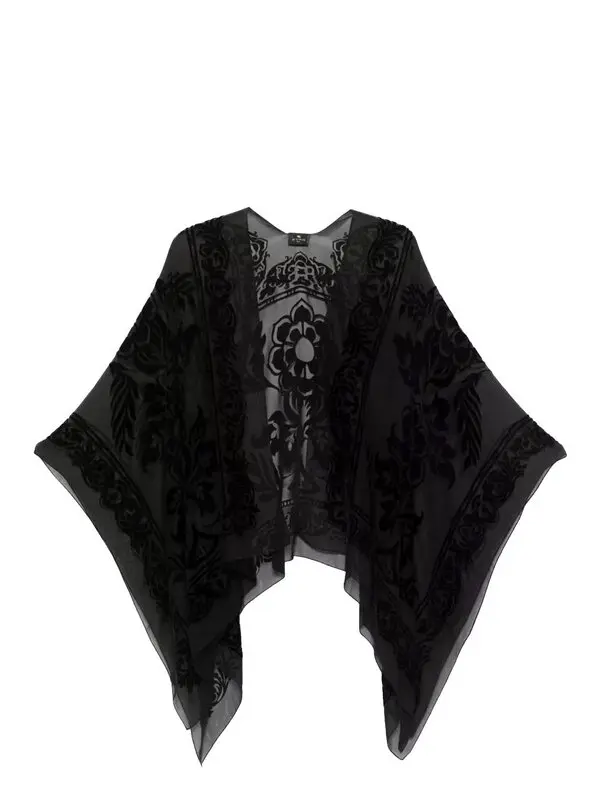 Etro Flocked-print Cape - Black