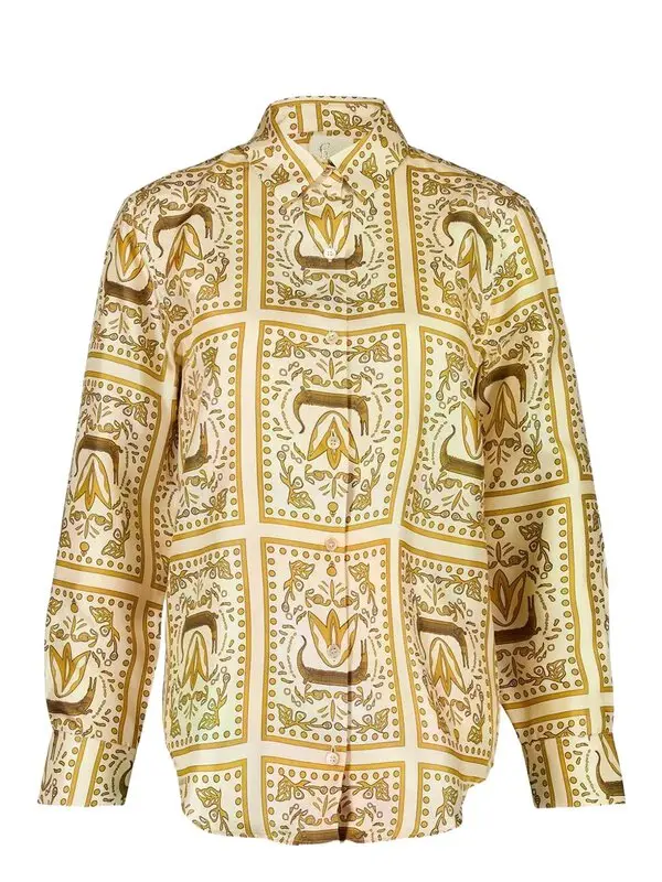 PAULA Silk Graphic Print Shirt - Neutrals