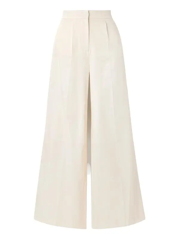 JOSEPH Alanel Silk And Cotton-blend Wide-leg Pants - Ivory