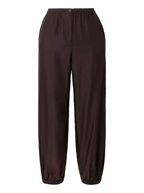 JOSEPH Taio Silk And Cotton-blend Tapered Pants - Brown