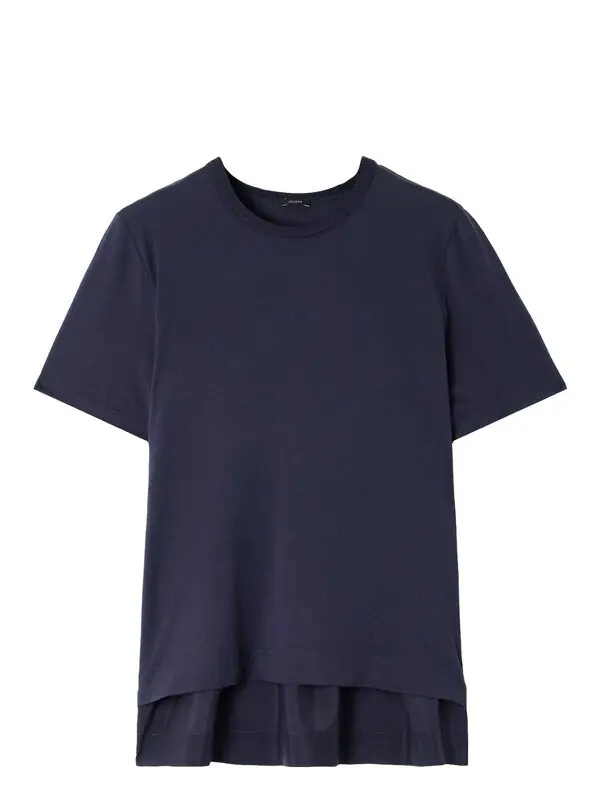 JOSEPH Pleated Cotton And Silk-blend T-shirt - Blue