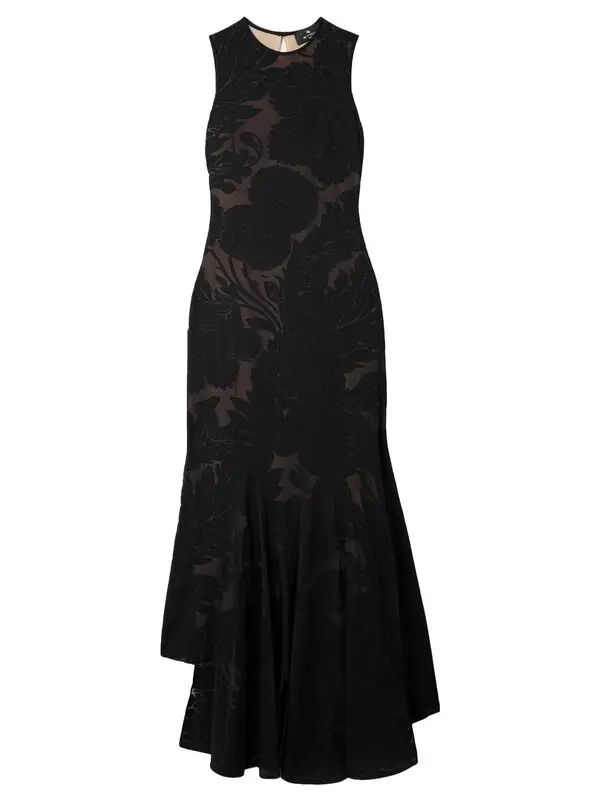 Etro Asymmetric Devoré-jersey Gown - Black