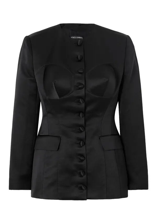 Dolce & Gabbana Padded Silk-satin Blazer - Black