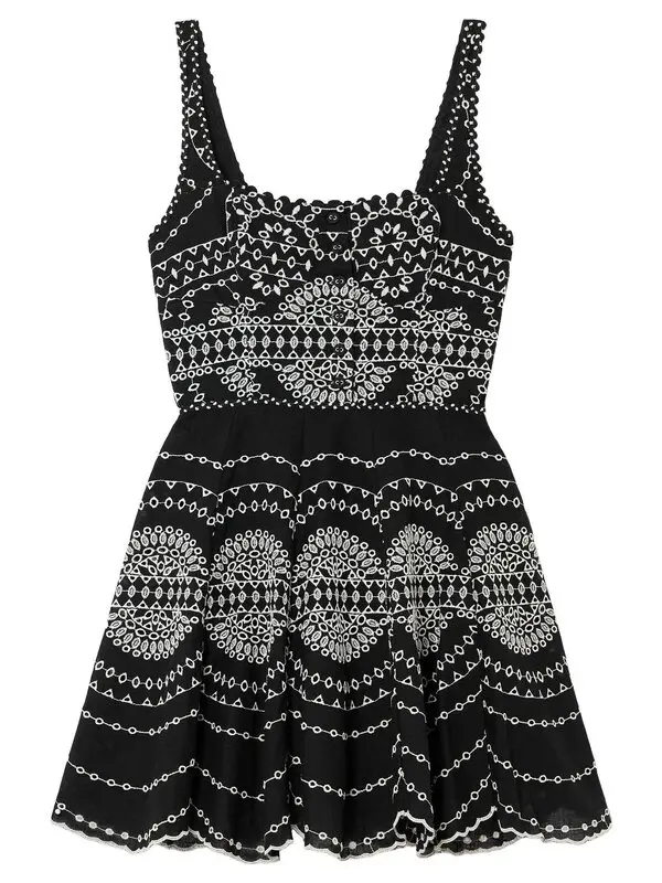 Charo Ruiz Ibiza Winnie Broderie Anglaise Cotton-blend Mini Dress - Black