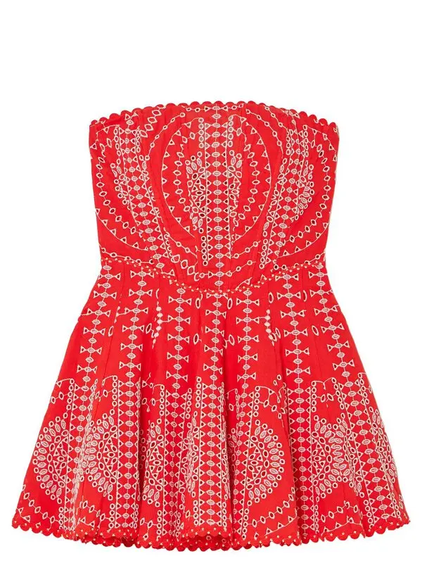 Charo Ruiz Ibiza Clem Broderie Anglaise Cotton-blend Mini Dress - Red