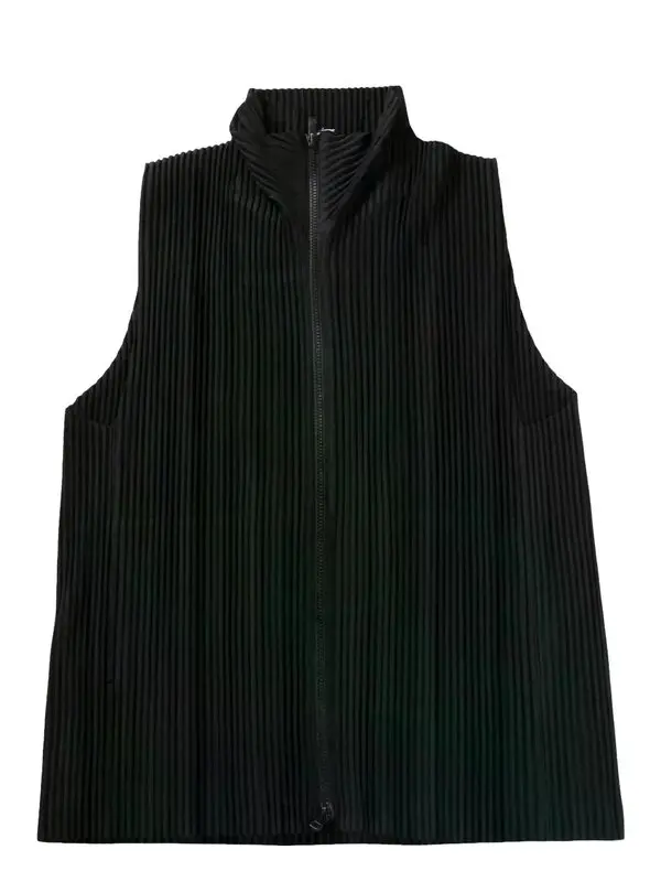 Issey Miyake Pleated Zip Vest - Black