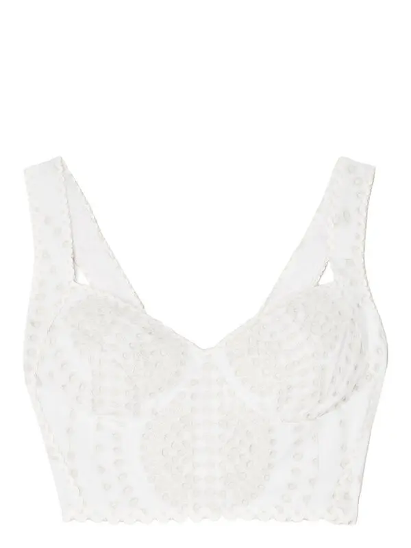 Charo Ruiz Ibiza Goldie Broderie Anglaise Cotton-blend Bustier Top - Neutrals