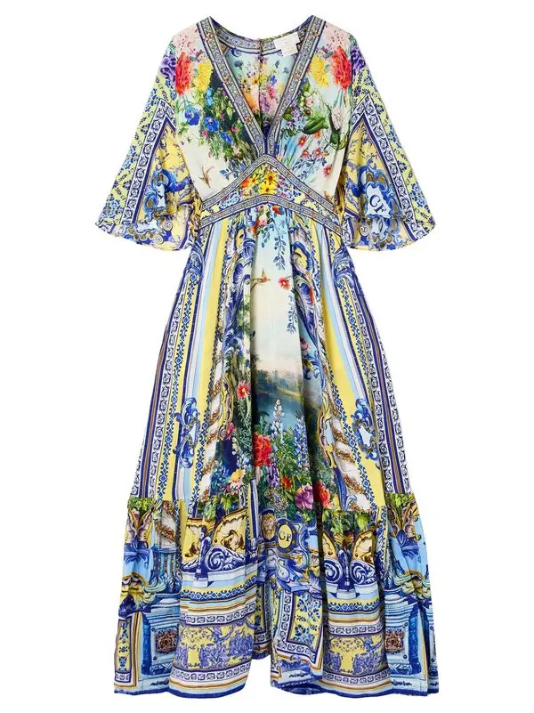 Camilla Crystal-embellished Printed Maxi Dress - Blue