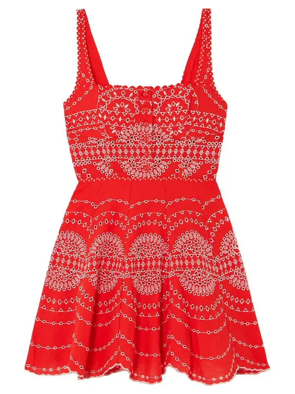 Charo Ruiz Ibiza Winnie Broderie Anglaise Mini Dress - Red