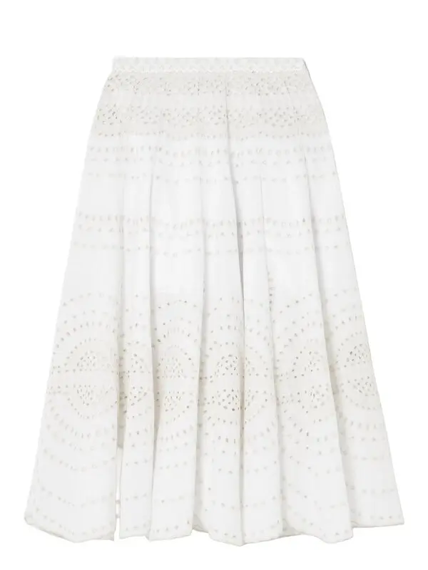 Charo Ruiz Ibiza Livvy Broderie Anglaise Cotton-blend Midi Skirt - Neutrals