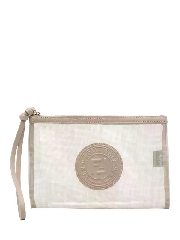 Fendi Logo-patch Clutch - Neutrals