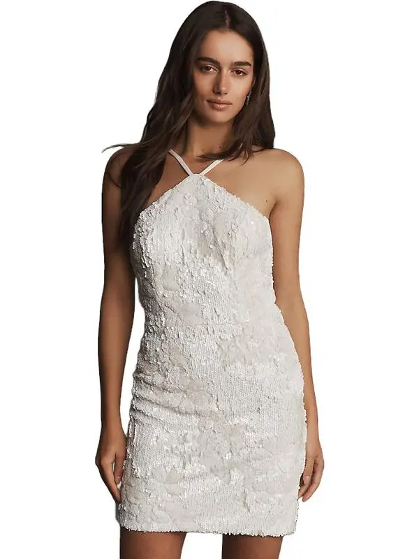 Dress The Population Victoria Sequin Mini Dress - White