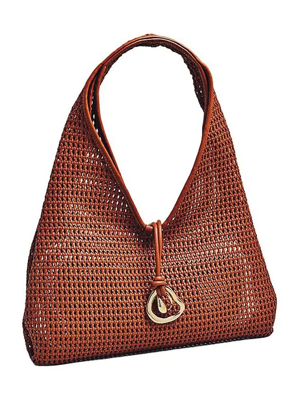 Dolce Vita Missie Raffia Mesh Tote - Cognac