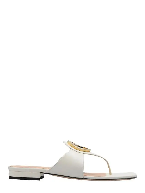 Gucci Blondie Thong Leather Sandals - White