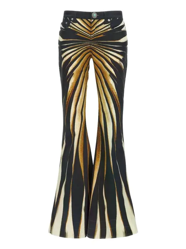 Roberto Cavalli Printed Flared Trousers - Gold