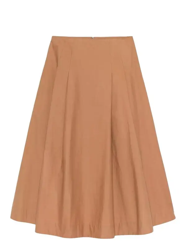 NUDE Pleated A-line Midi Skirt - Brown