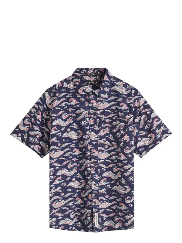KAVU Festaruski Stand Collar Short Sleeve Shirt - Bored Doodle