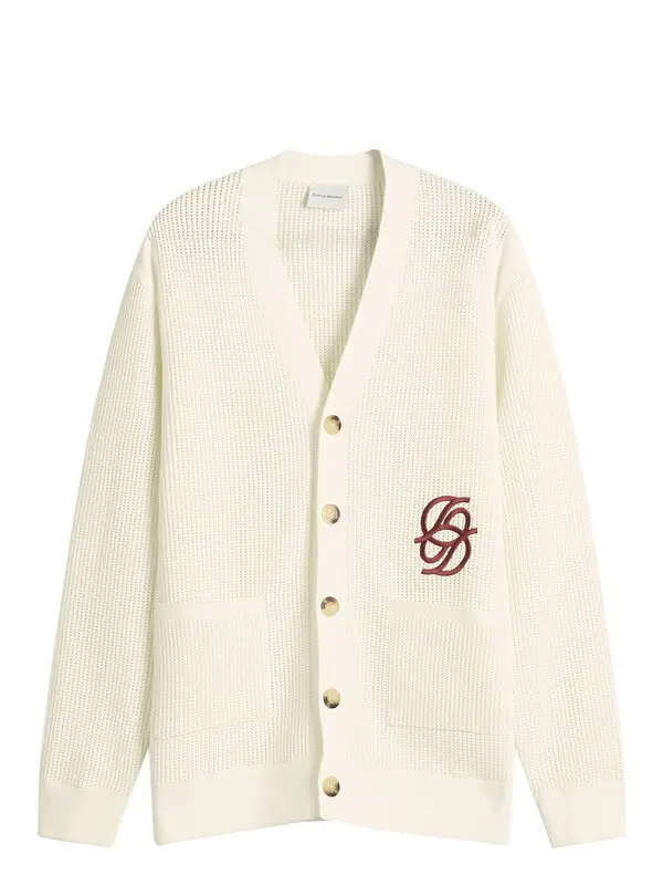 Drole De Monsieur Monogram College Cardigan - Cream