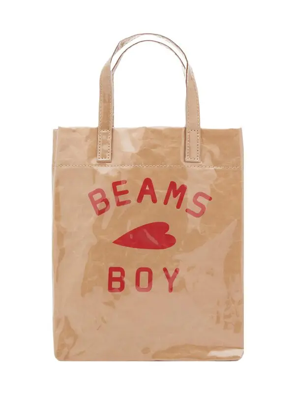 BEAMS Logo Shop Bag - Beige