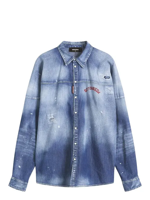 Dsquared2 Denim Rugby Shirt - Navy Blue