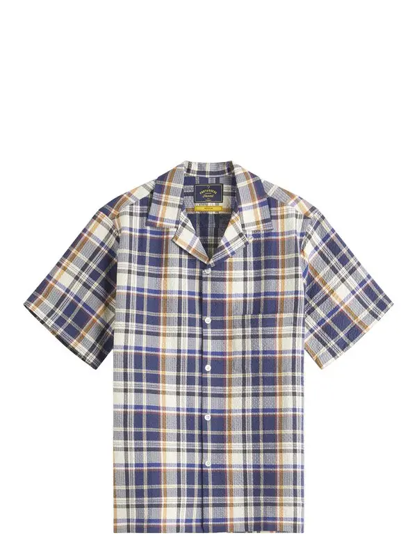 Portuguese Flannel Prainha Check Seersucker Vacation Shirt - Blue/white