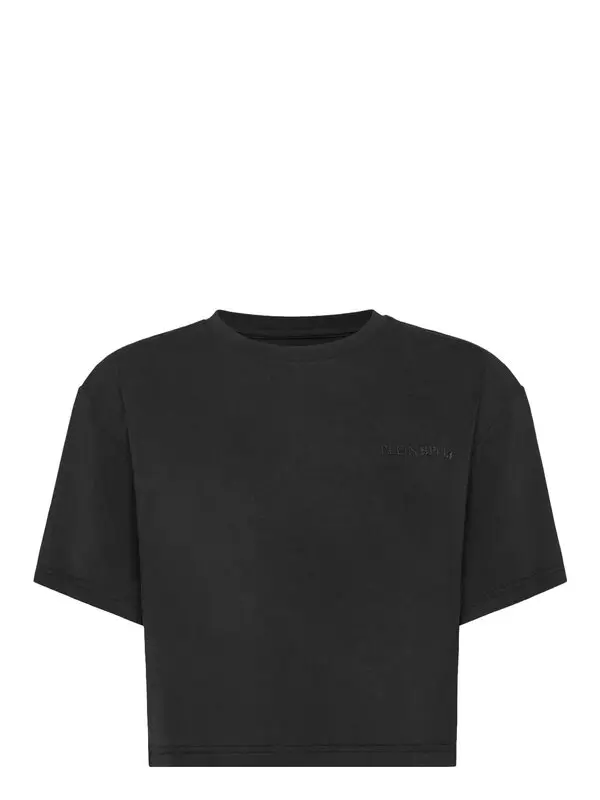 PLEIN SPORT Cropped Cotton T-shirt - Black