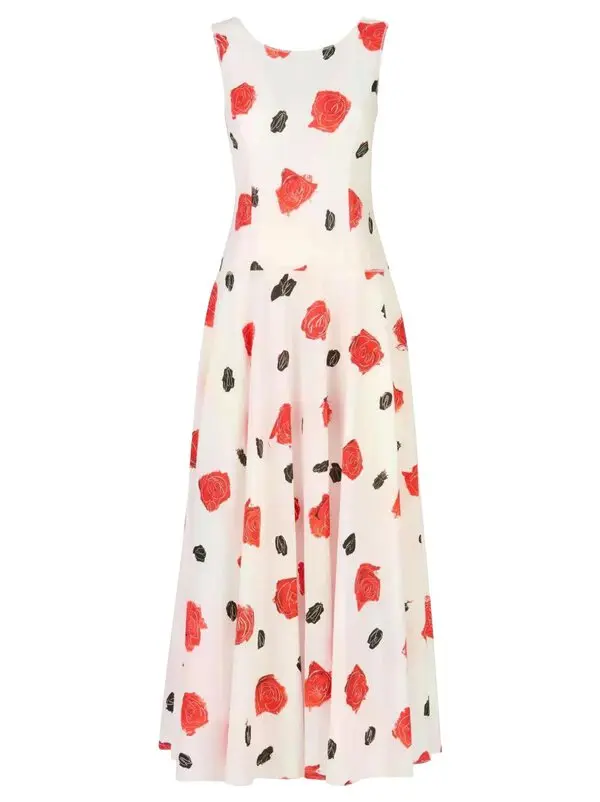 Marni Rose-print Midi Dress - White