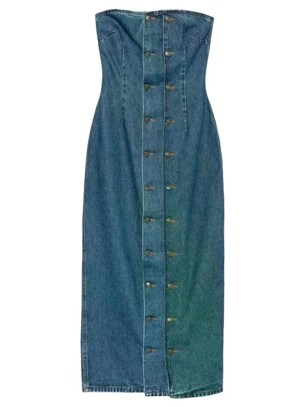 ROTATE BY BIRGER CHRISTENSEN Button-detailed Denim Dress - Blue