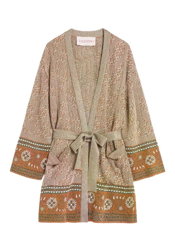 Valentino Garavani Jacquard Pattern Belted Coat - Neutrals