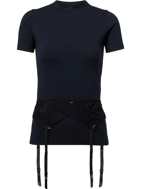 Balenciaga Lingerie Cotton-blend Jersey T-shirt - Black