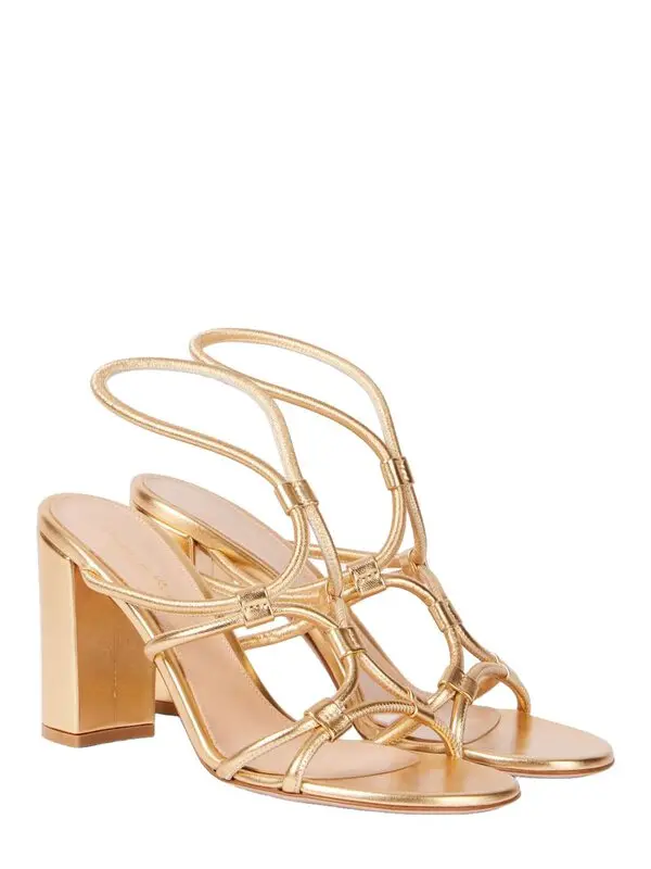 GIANVITO ROSSI 85 Leather Sandals - Gold