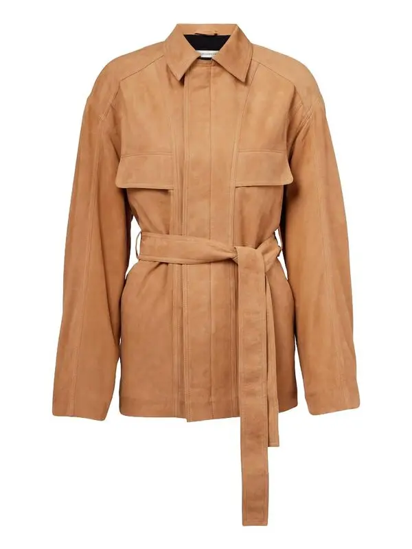 Nour Hammour Zakary Belted Suede Jacket - Beige