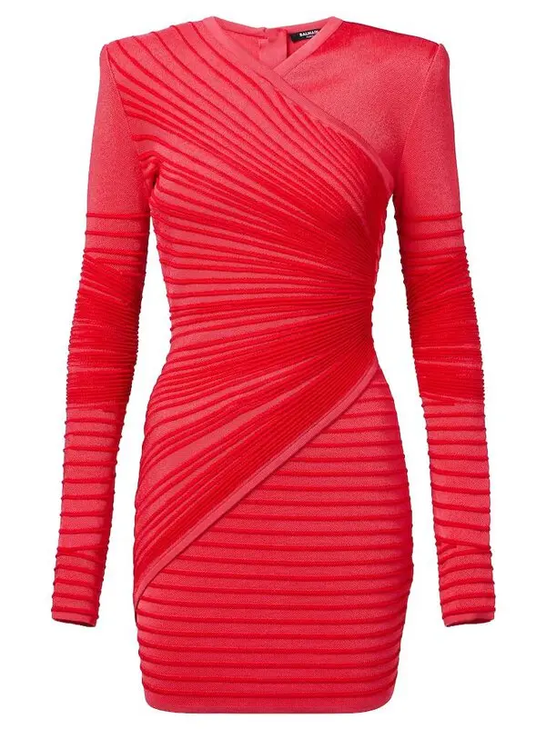 Balmain Gathered Minidress - Red