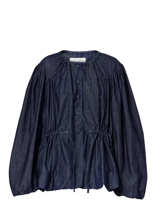 Dries Van Noten Gathered Denim Blouse - Blue