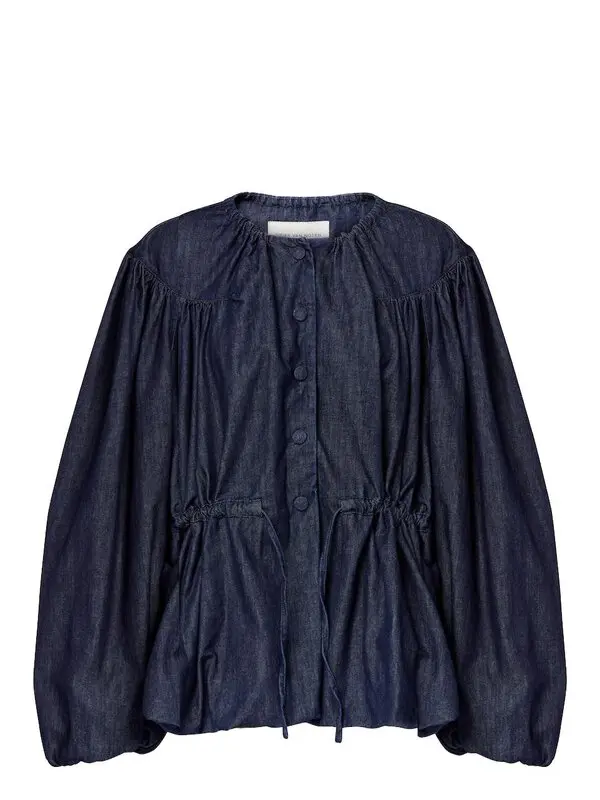 Dries Van Noten Gathered Denim Blouse - Blue