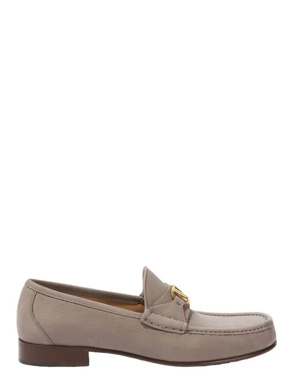 Valentino Garavani Vlogo Leather Loafers - Grey