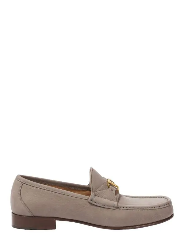 Valentino Garavani Vlogo Leather Loafers - Grey