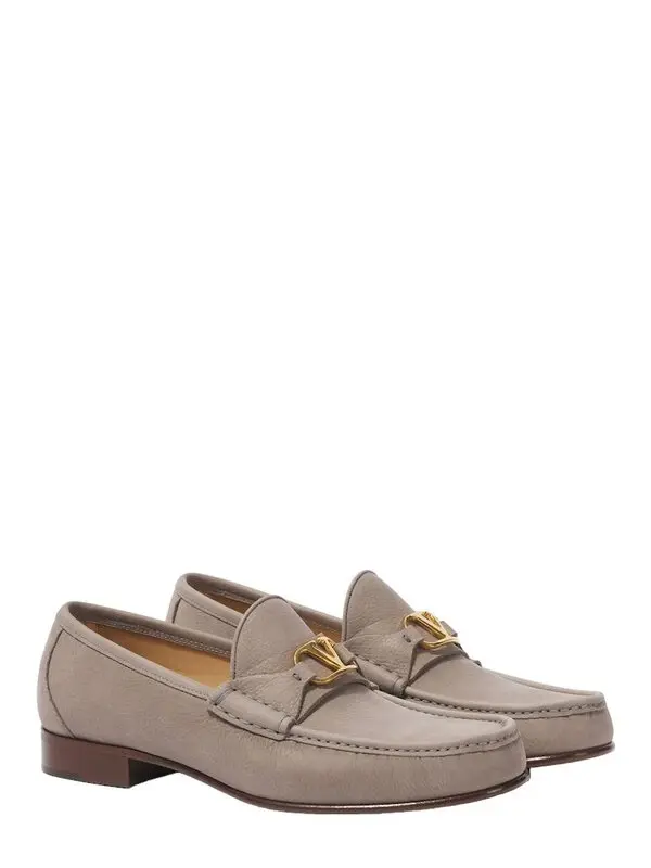 Valentino Garavani Vlogo Leather Loafers - Grey