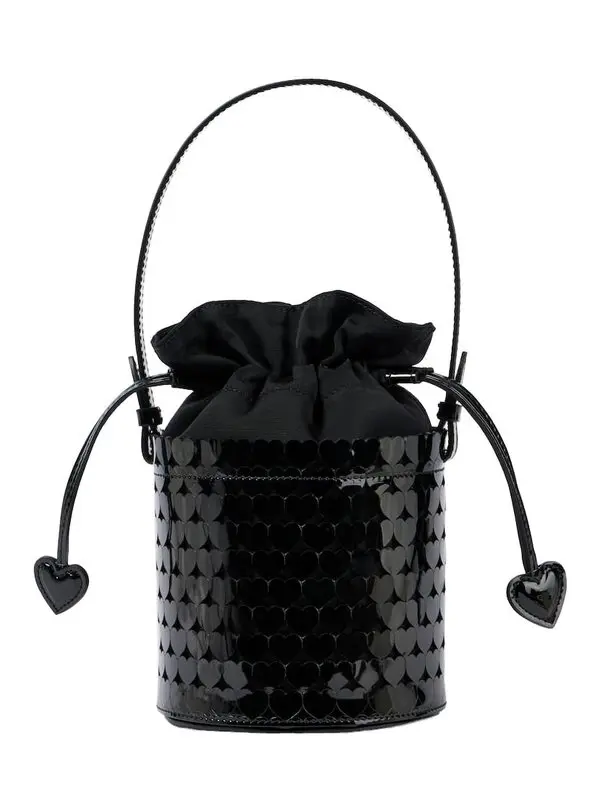 AQUAZZURA Amorouse Leather-trimmed Bucket Bag - Black