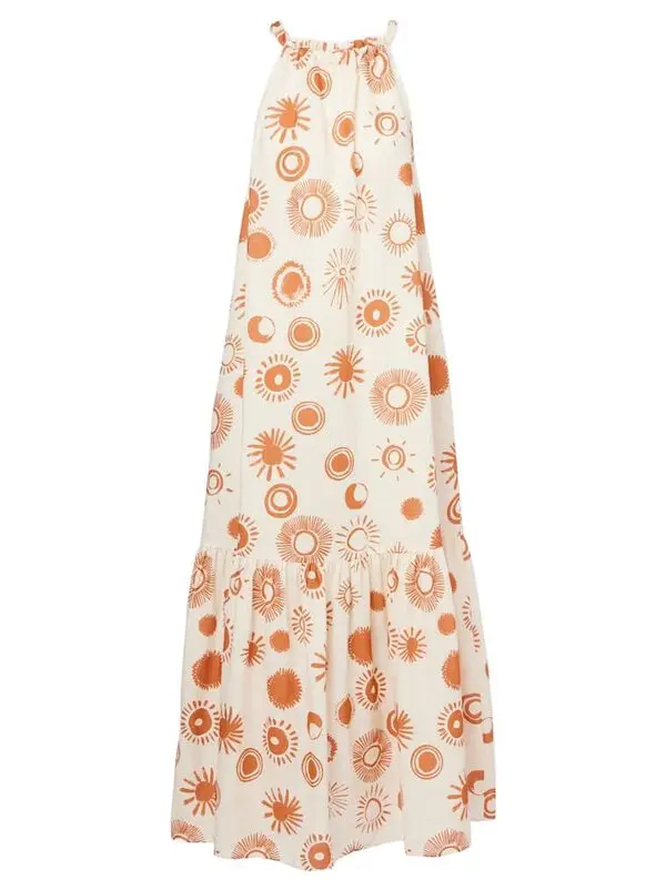 Asceno Ibiza Printed Maxi Dress - White