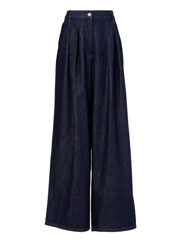 Dries Van Noten Pleated Wide-leg Jeans - Blue
